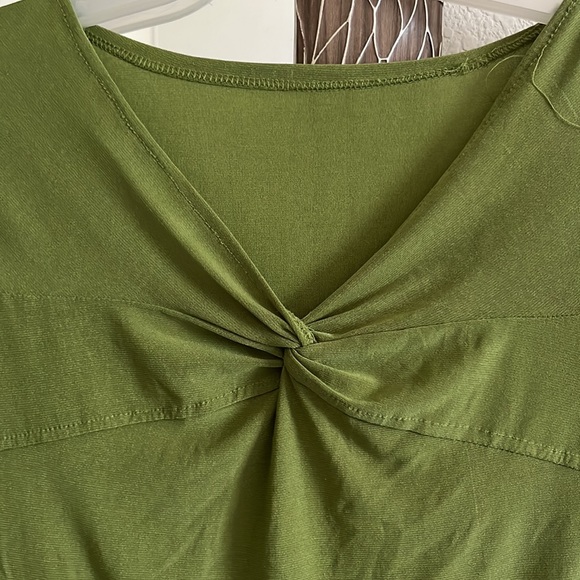Tops | Cutest Sage Green Top With Shear Rose Sleeves | Poshmark